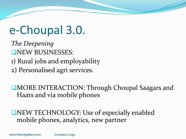 Itc e - choupal-ppt-final | PPTX | Agriculture | Industries