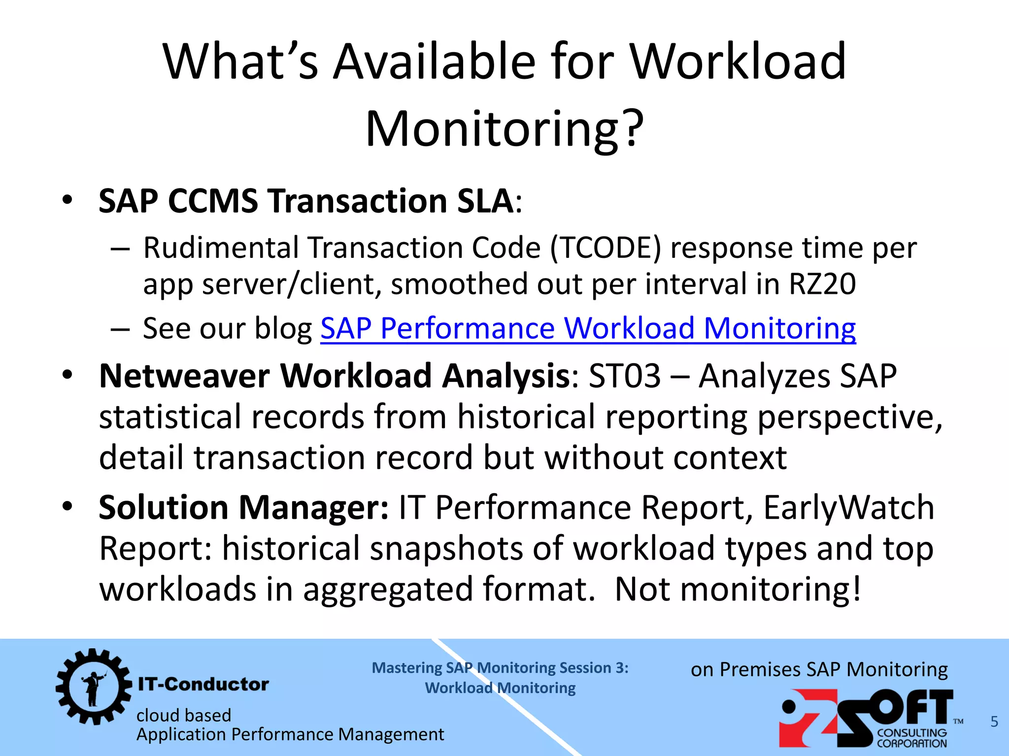 Mastering SAP Monitoring - Workload Monitoring | PDF