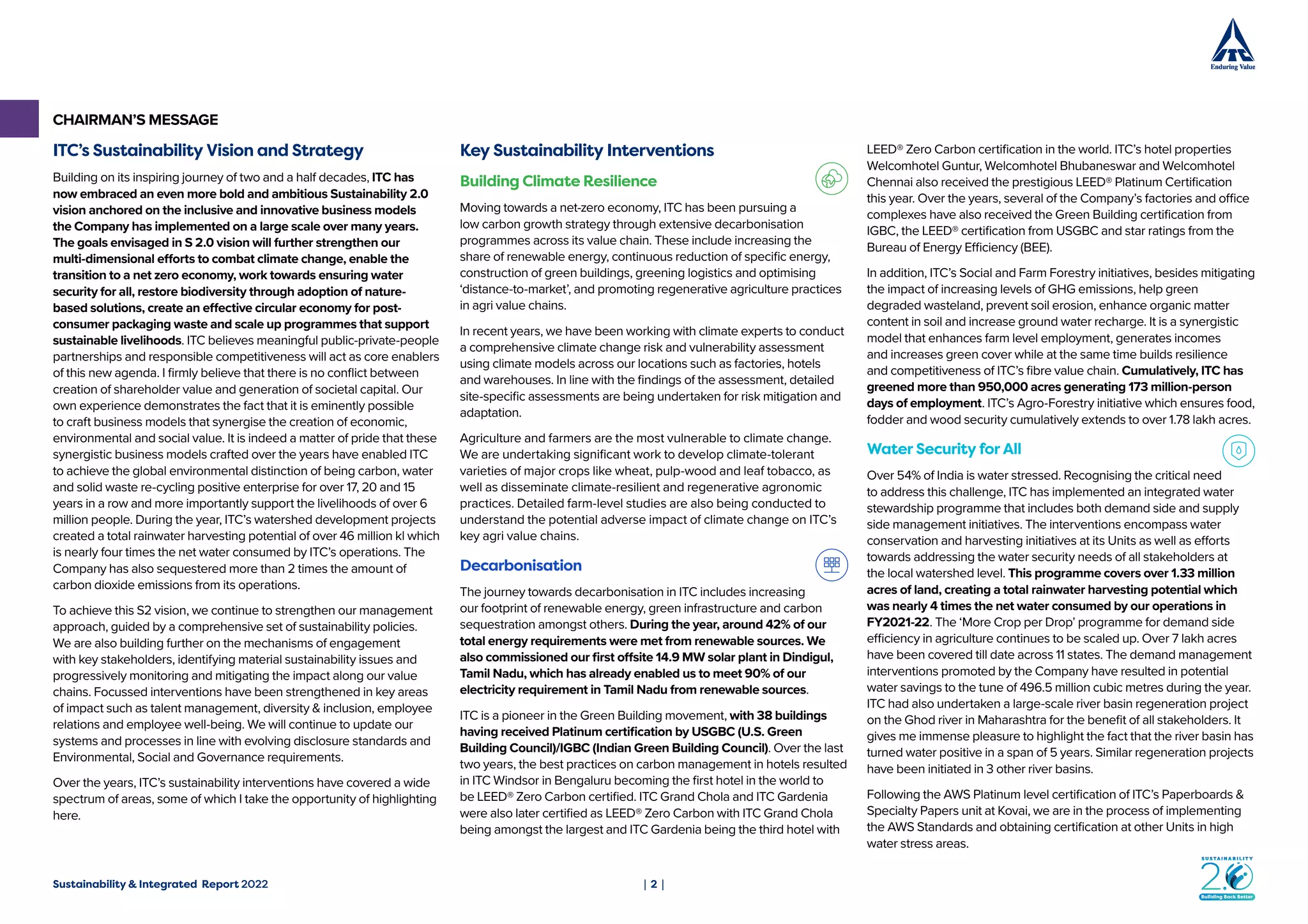 Itc Sustainability Integrated Report 2022 Pdf