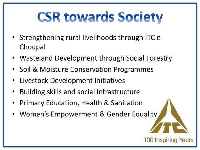 CSR Initiaves at ITC