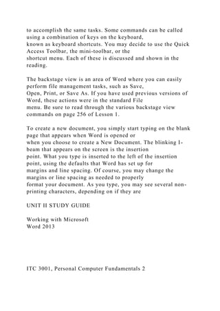 ITC 3001, Personal Computer Fundamentals 1 Course Lea.docx