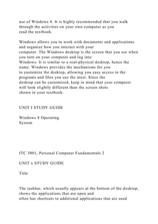 ITC 3001, Personal Computer Fundamentals 1 Course Lea.docx