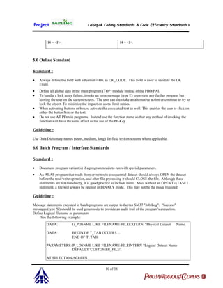 Itc abap coding standards & code efficiency standards | PDF