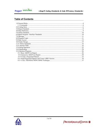 Itc abap coding standards & code efficiency standards | PDF