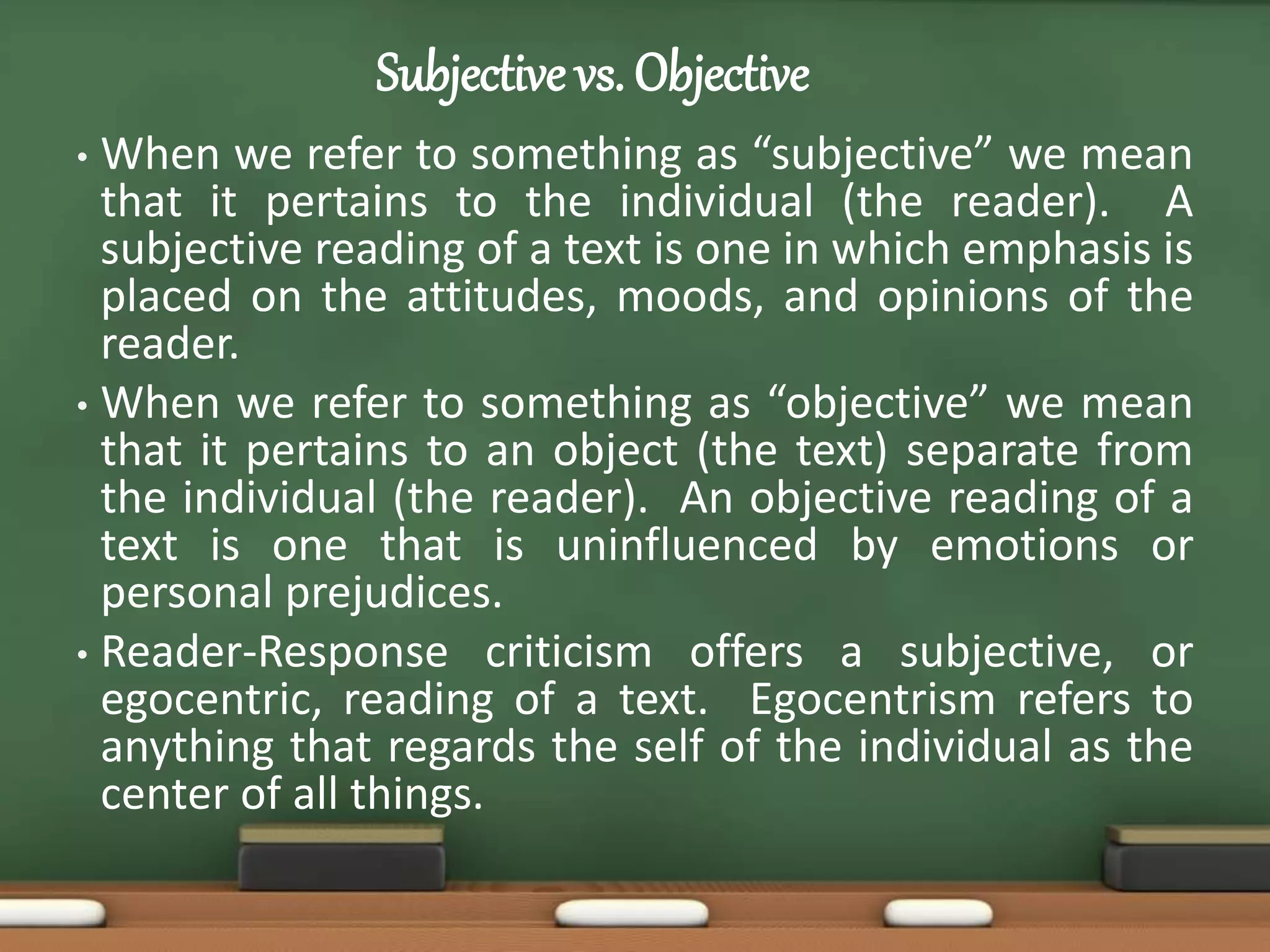 READERS' RESPONSE CTICISM | PPT