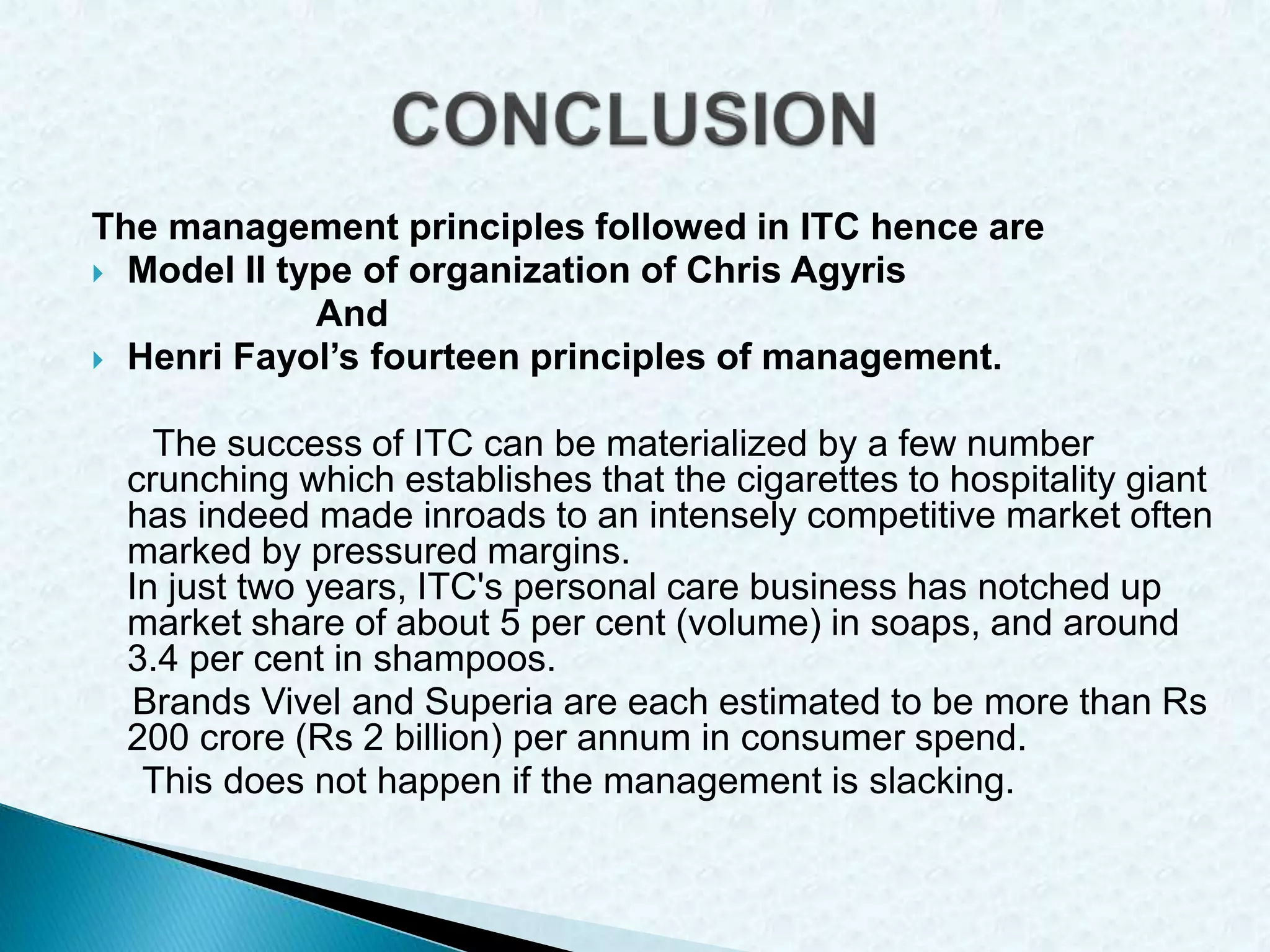 Itc and its management principle | PPTX