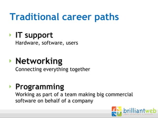 It career paths | PPTX | IT and Internet Support | Internet