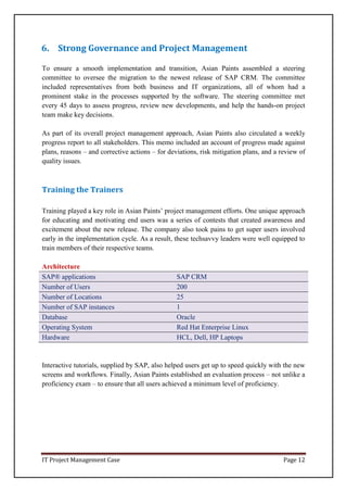 IT Case Study - SAP CRM in Asian Paints | DOCX