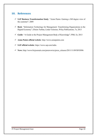 IT Case Study - SAP CRM in Asian Paints | DOCX