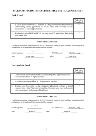 Itce portfolio submission sheet | PDF