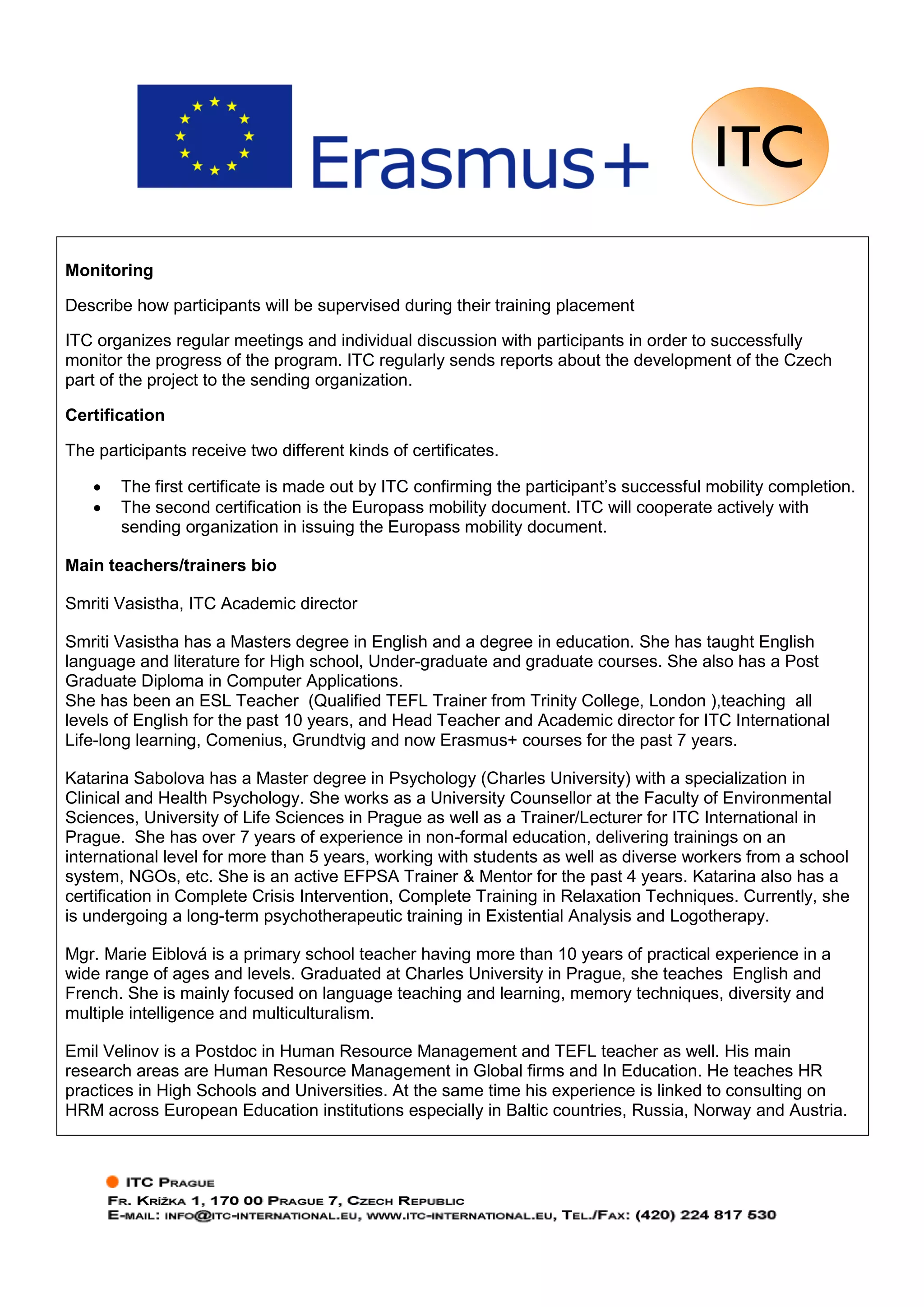 Itc erasmus plus partner information | PDF