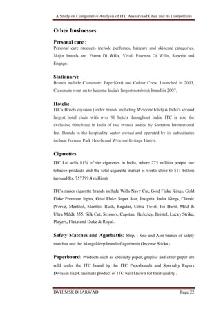 ITC's Aashirvaad Ghee V/S other Ghee brands comparison Report | PDF
