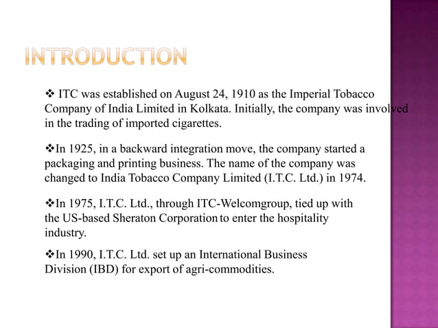 Itc food's growth and future prospects | PPTX | Illegal Drugs, Tobacco ...