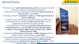 SAP University Alliance Program - ITChamps Software Private Limited | PPT