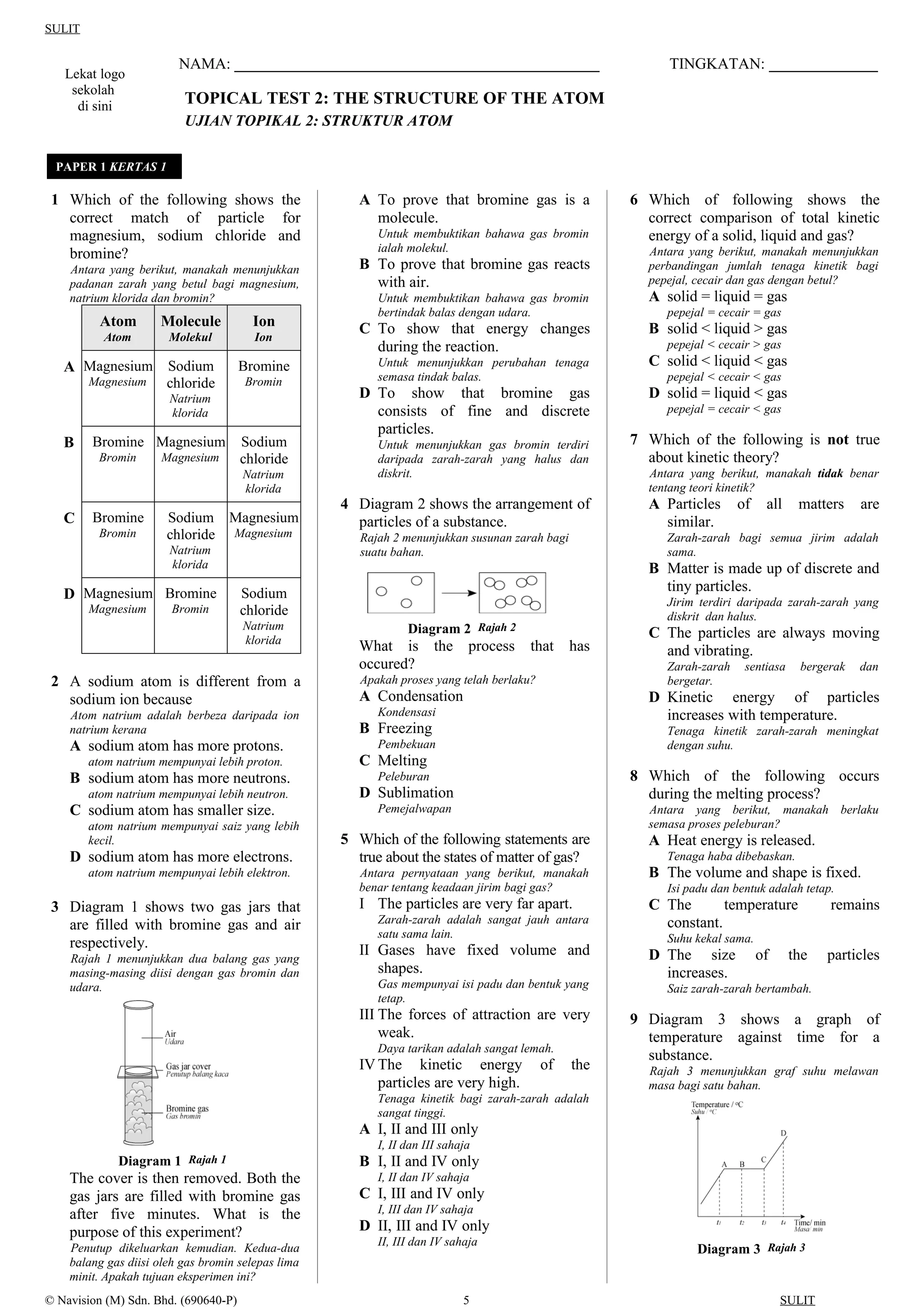 Chemistry form 4 topical question 2 | DOC
