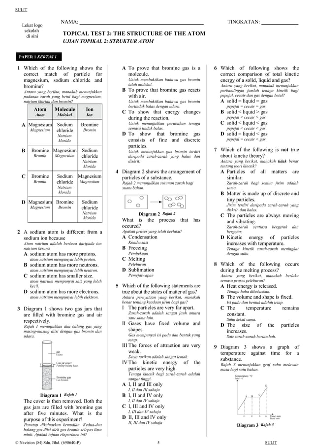 Chemistry form 4 topical question 2 | DOC | Chemistry | Science