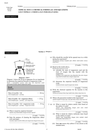 Chemistry form 4 topical Question 3 | DOC