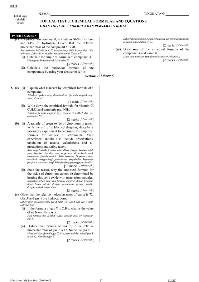 Chemistry form 4 topical Question 3 | DOC | Chemistry | Science