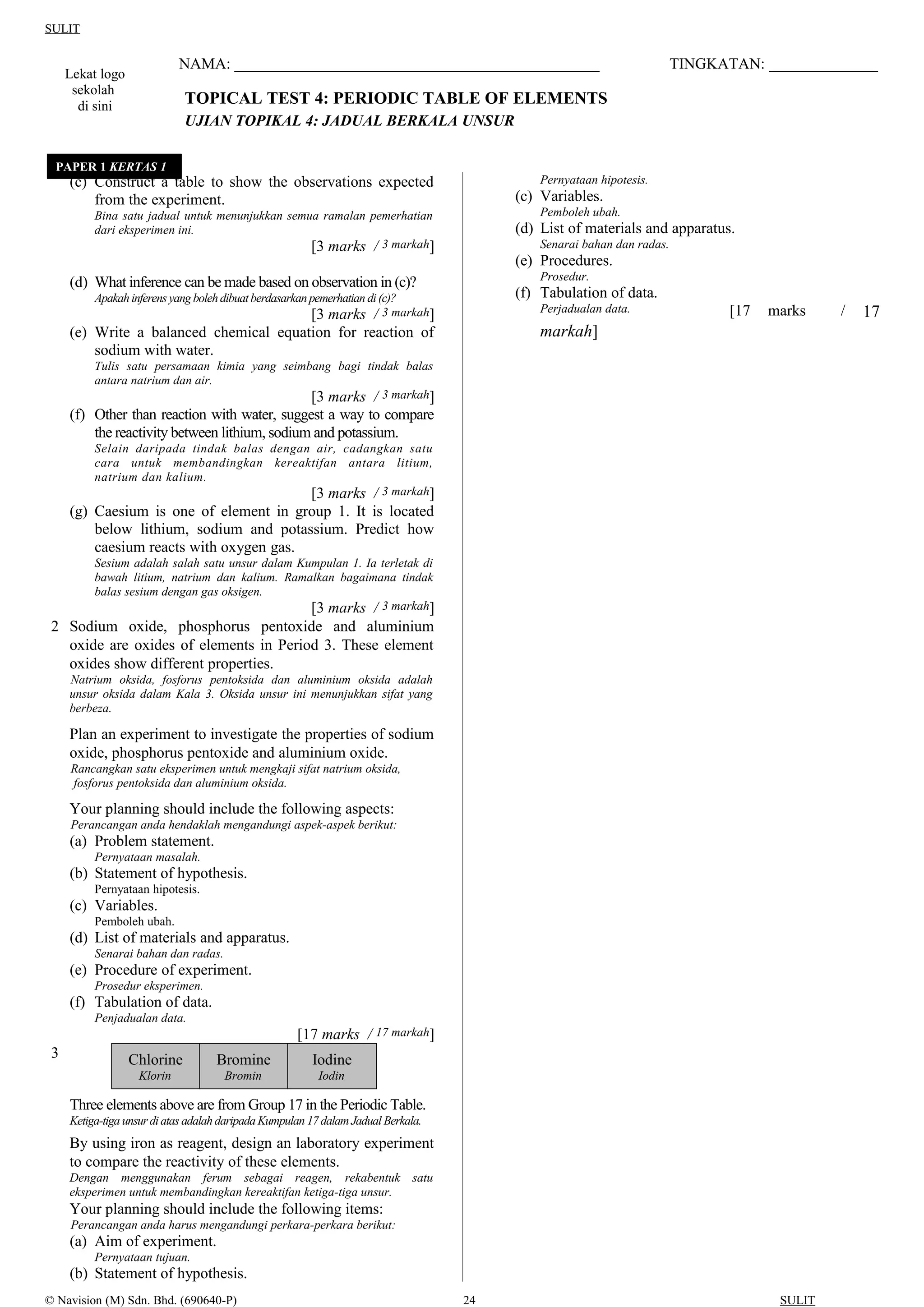 Chemistry Form 4 topical question 4 | PDF
