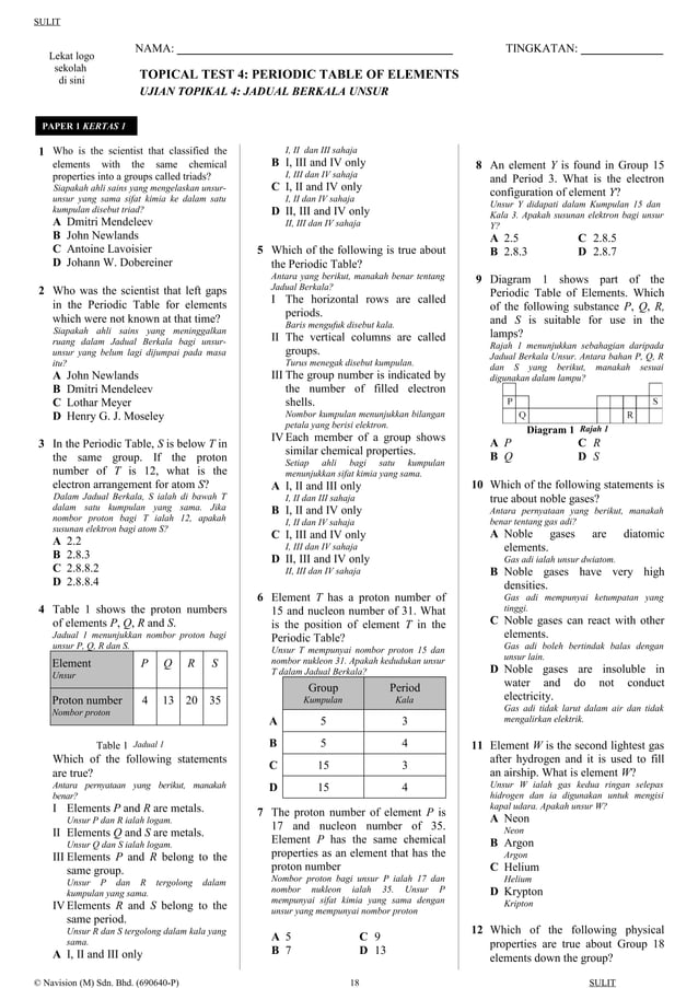 Chemistry Form 4 topical question 4 | PDF
