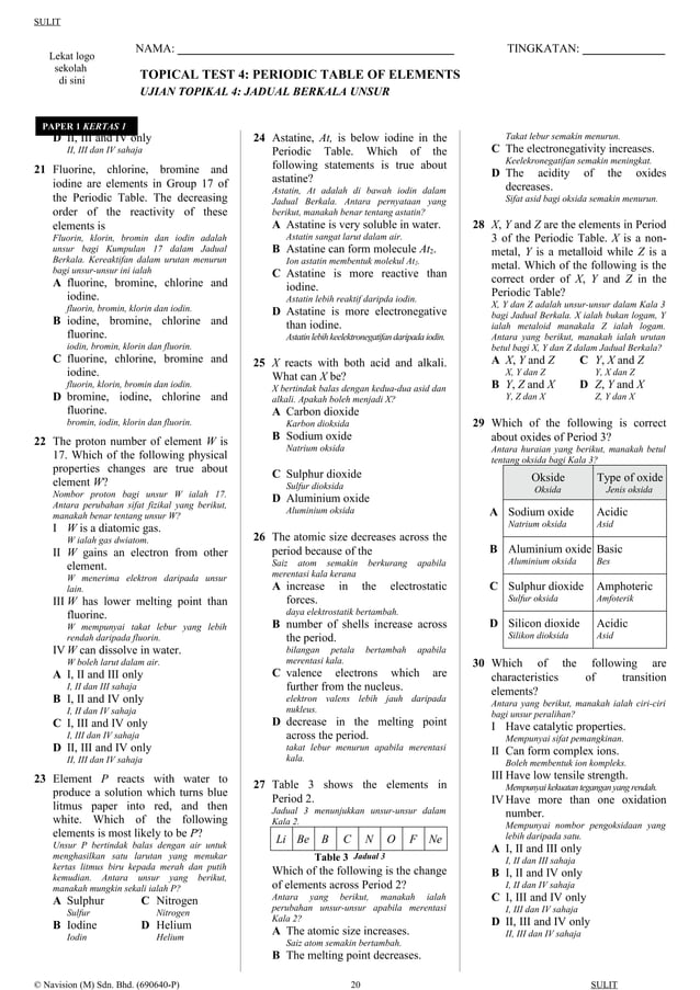 Chemistry Form 4 topical question 4 | PDF | Free Download