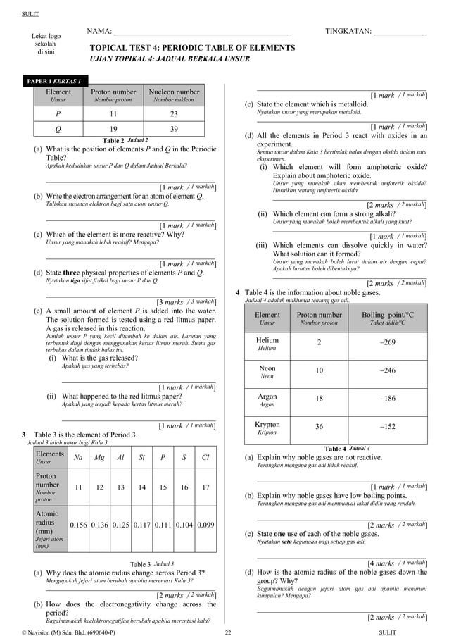 Chemistry Form 4 topical question 4 | PDF