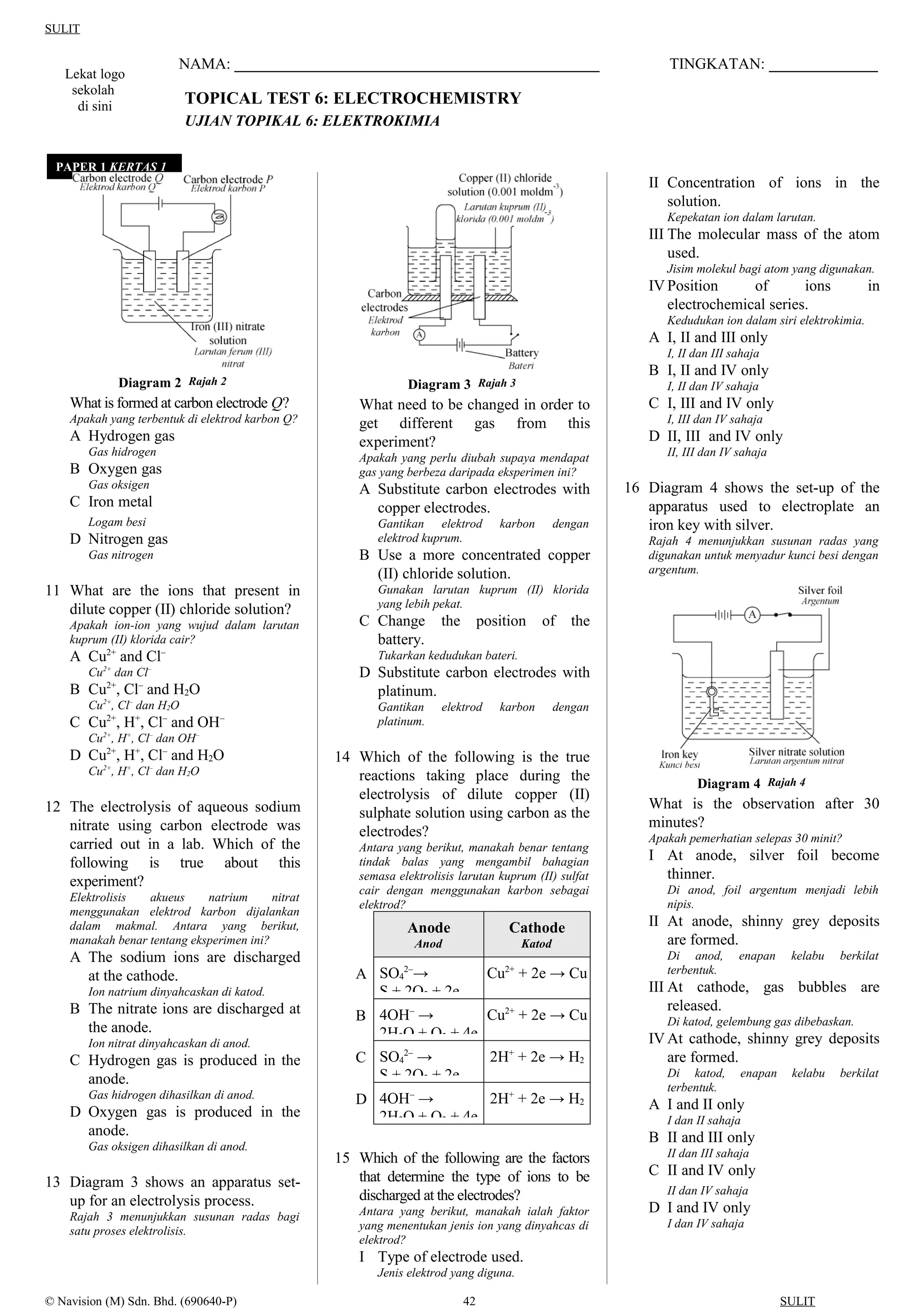 Chemistry form 4 topical question 6 | DOC