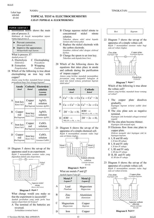 Chemistry form 4 topical question 6 | DOC
