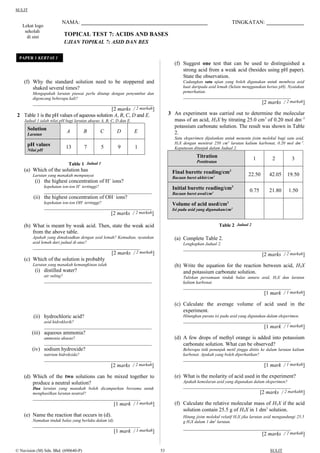 Chemistry form 4 topical question 7 | PDF