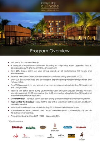 ITC Culinaire Membership | Free Complementary Night Stay & Upto 50% Off ...