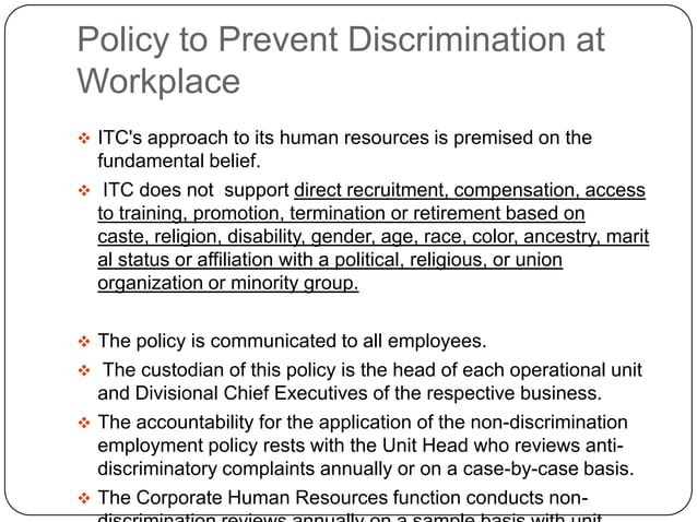 ITC hr policies | PPTX | Human Resources | Business