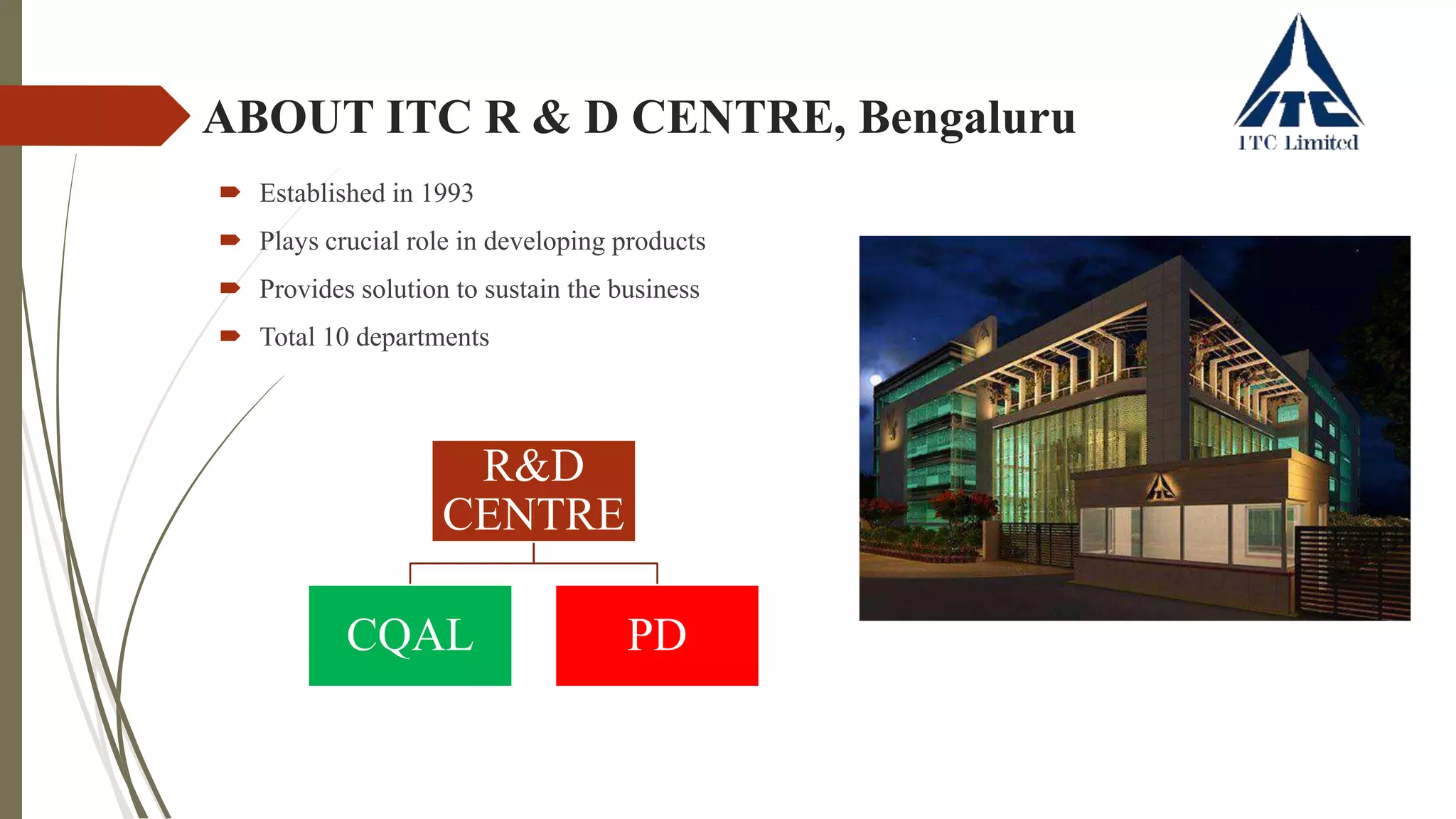 internship at ITC Life Science & Technology Centre, Bengaluru | PPTX