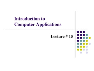 Its Introduction to computer applications | PPT
