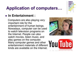 Itc lec 1 introduction to computer applications | PPT