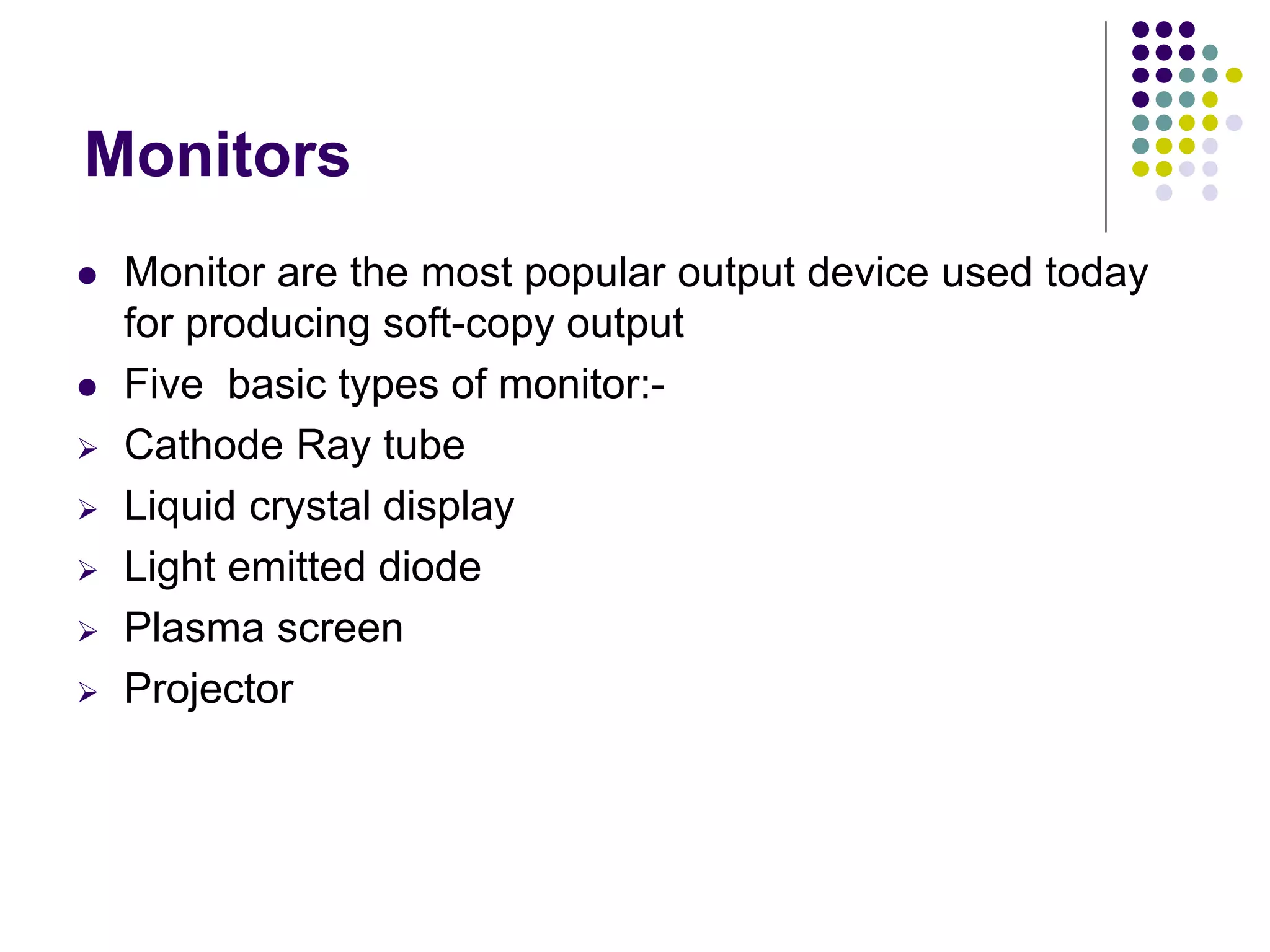 Itc lec 5 Output Devices | PPT | Computer Peripherals | Computing