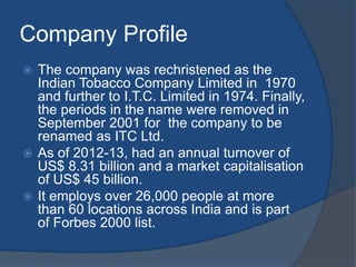 MBA Marketing internship - Itc limited | PPTX
