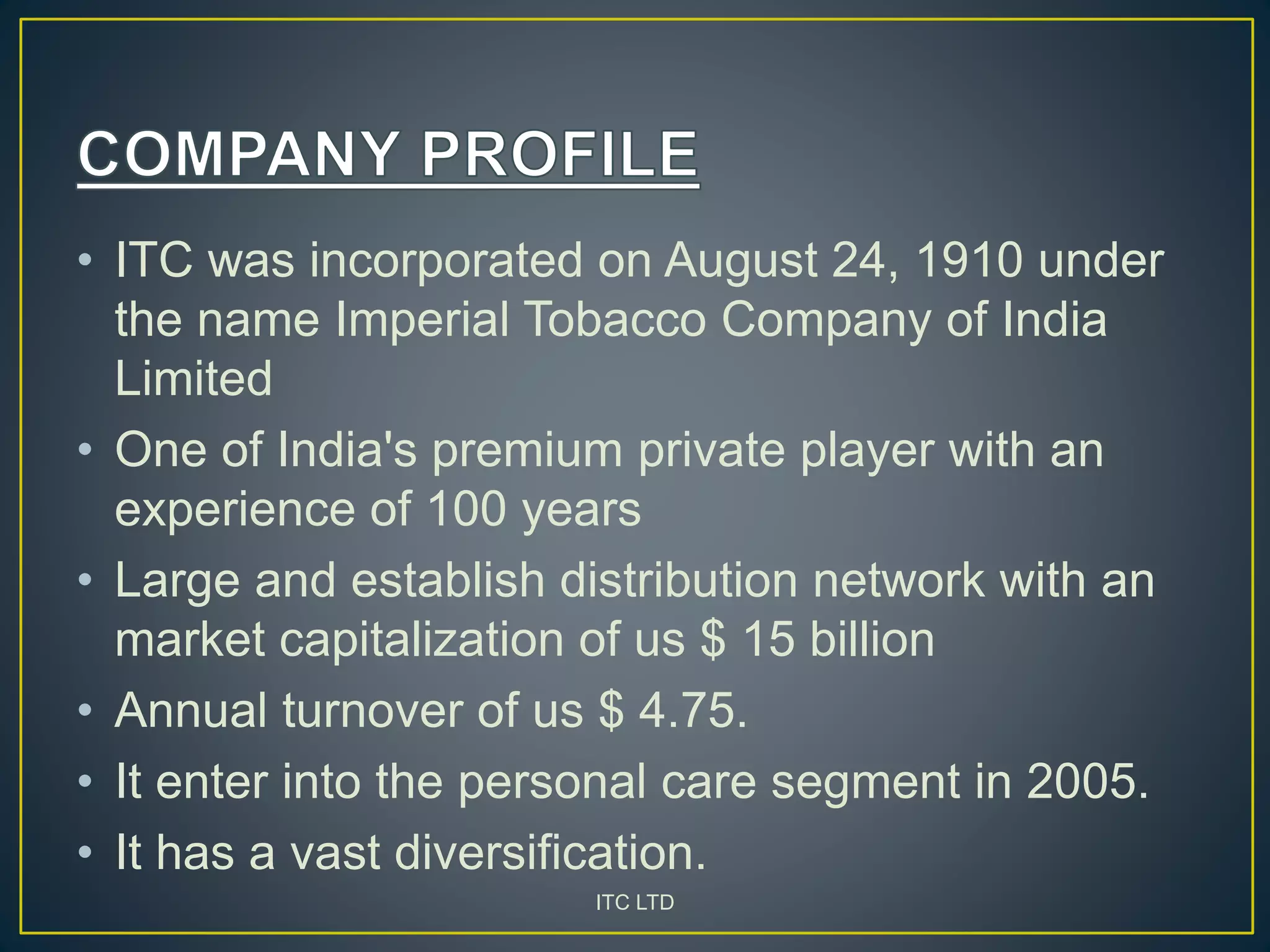 PERSONAL CARE PRODUCT OF ITC PPT | PPTX