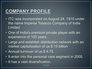 PERSONAL CARE PRODUCT OF ITC PPT | PPTX
