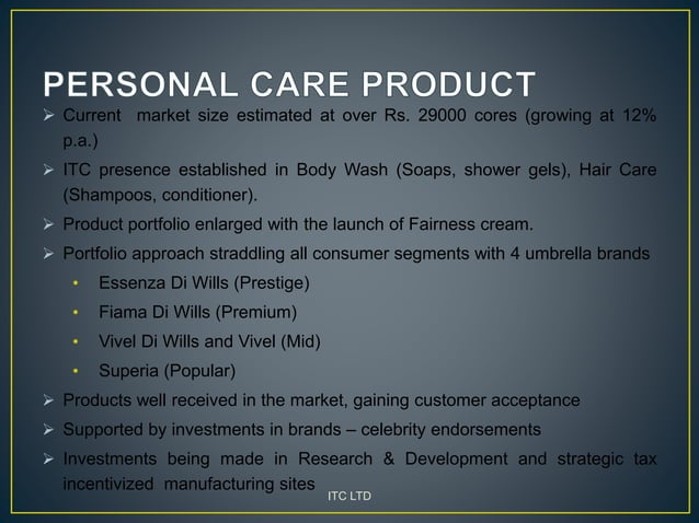 PERSONAL CARE PRODUCT OF ITC PPT | PPTX