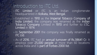 ITC SBUs and FMCG products | PPTX