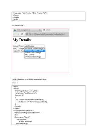HTML codes 1 | PDF | Web Design and HTML | Internet