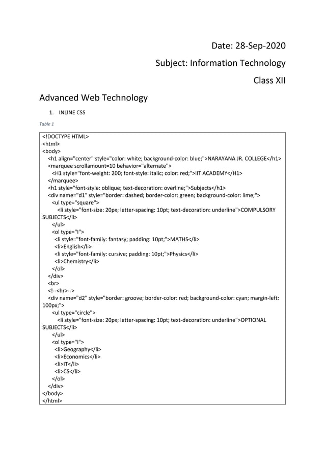 HTML and CSS codes | PDF