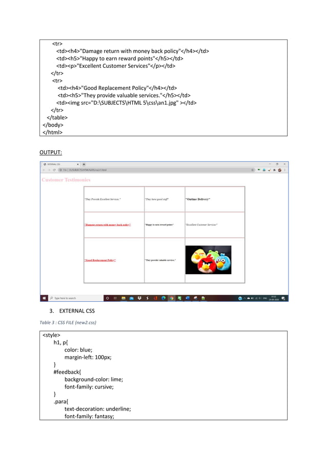 HTML and CSS codes | PDF