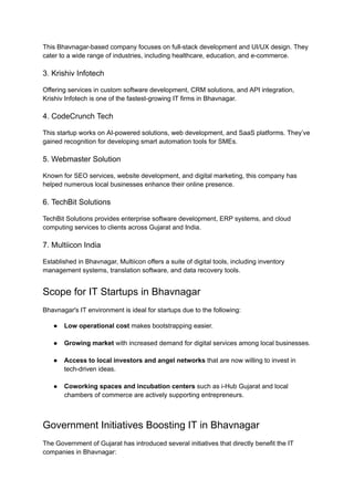 IT Companies in Bhavnagar: The Emerging Tech Hub of Gujarat | PDF