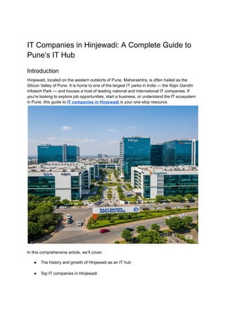 IT Companies in Hinjewadi: A Complete Guide to Pune’s IT Hub | PDF