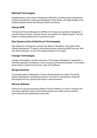 IT Companies in Mangalore: The Coastal City's Rise as a Tech Hub | PDF