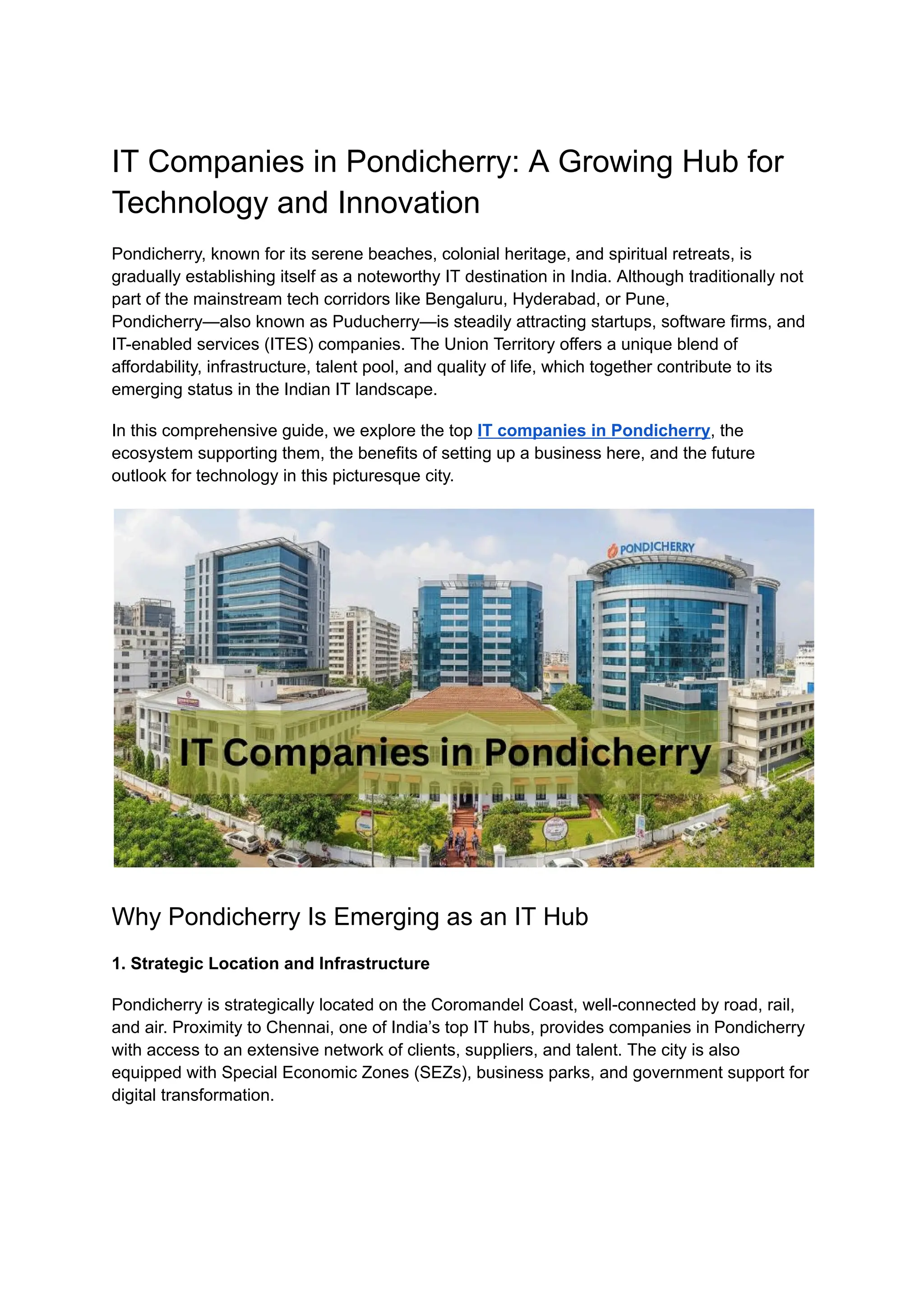 IT Companies in Pondicherry: A Growing Hub for Technology and ...