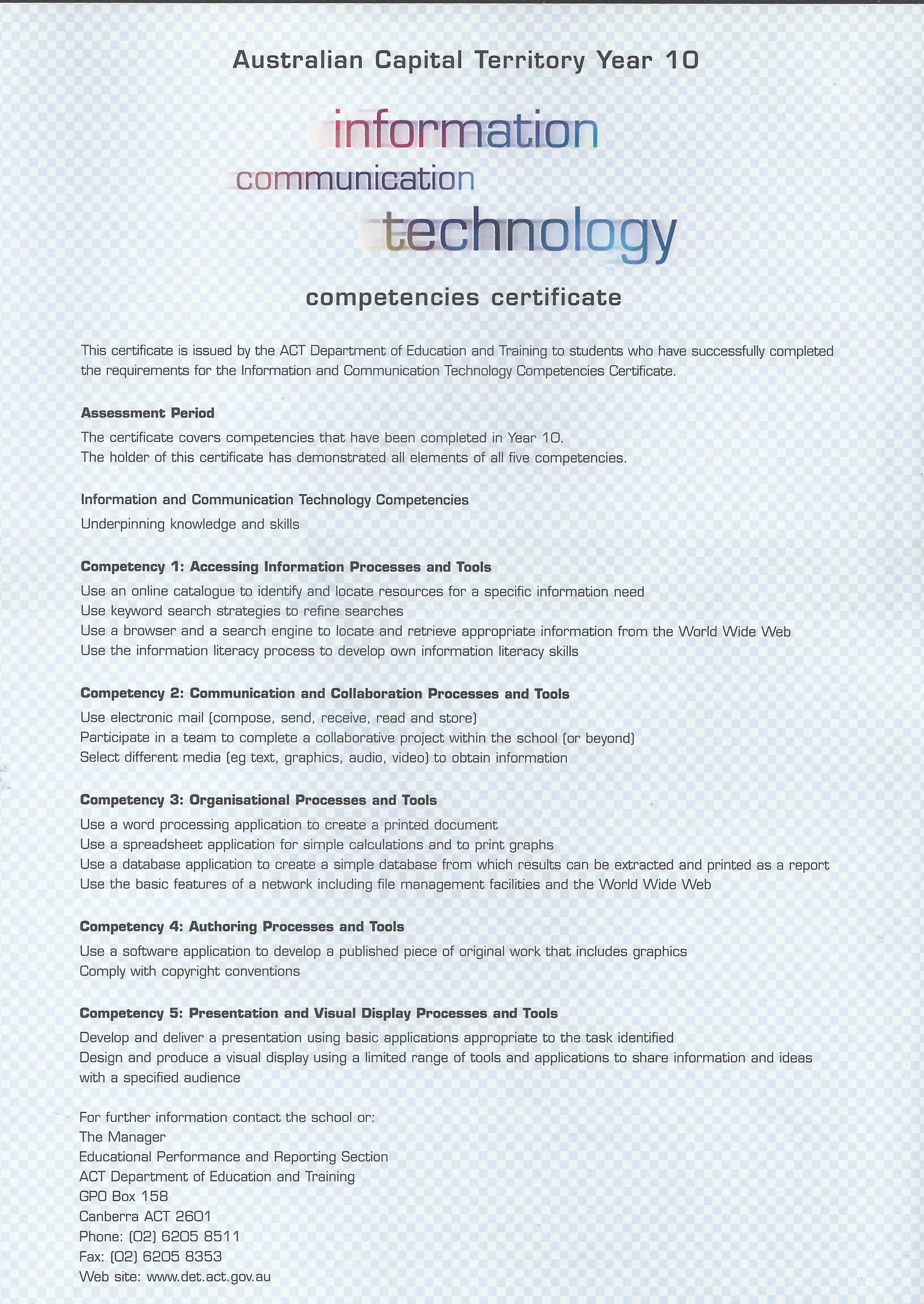 It competencies certificate page, 2 2 | PDF