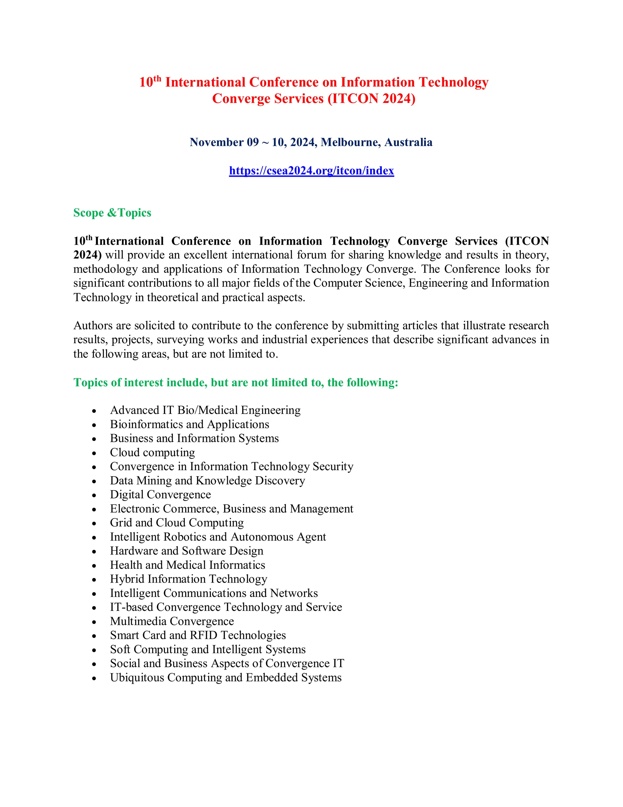 10th International Conference on Information Technology Converge ...