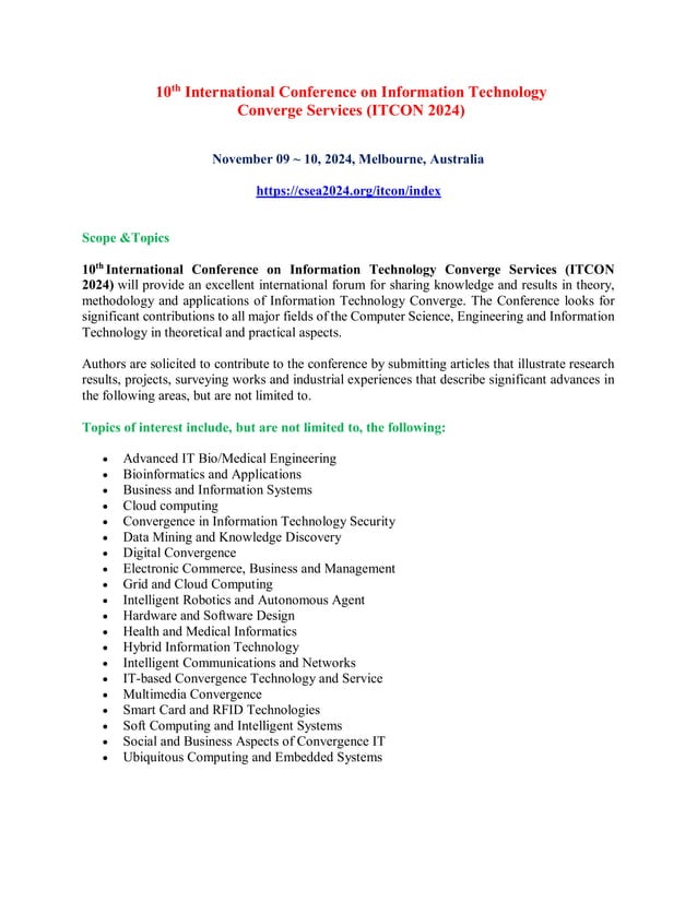 10th International Conference on Information Technology Converge ...